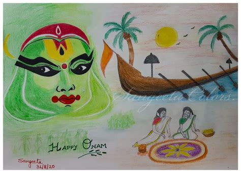 Happy Onam Color Pencil Drawing Happy Onam Drawings