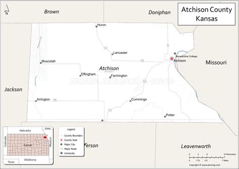 A Map Of The State Of Kansas With Its Capital And Major Cities On It S