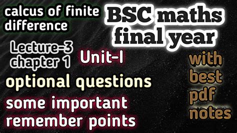 l3 ch 1 the calculus of finite numerical methods bsc mathematics numerical analysis bsc 3rd year