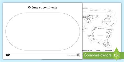 Carte du monde à compléter Les continents et océans