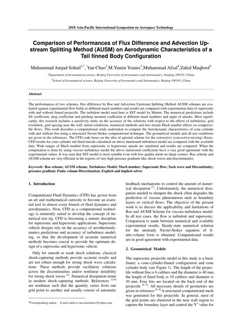 pdf comparison of performances of flux difference and advection upstream splitting method on