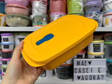 Tupperware Cristalwave Retangular Divisórias 1 Litro Damasco Mãe