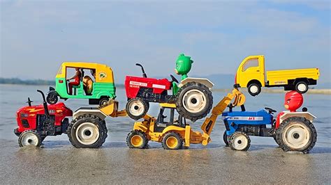 Muddy Tractor And Auto Rickshaw Help Water Jump Muddy Cleaning