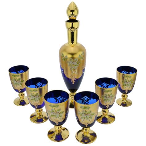 Murano Glass Decanters Murano Glass Decanter Set With Six Wine