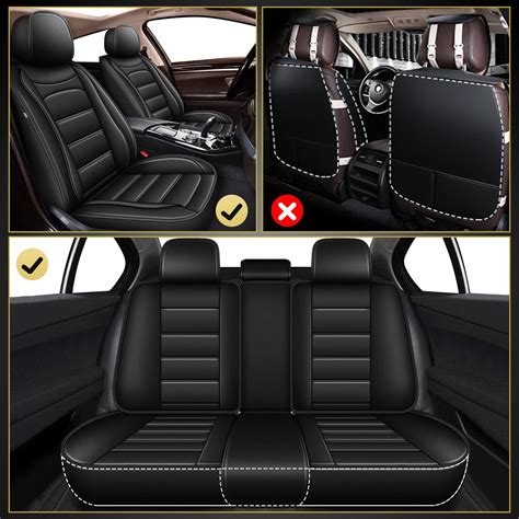 DIKSOAKR Car Seat Cover Full Set Waterproof Leather Universal Seat