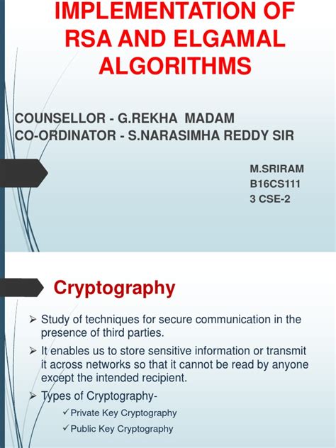 rsa and elgamal algorithms pdf cryptography public key cryptography