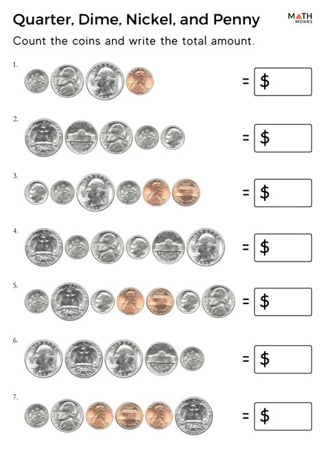 Penny Nickel And Dime Worksheets Math Monks