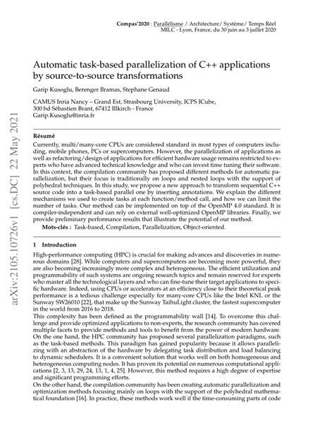 pdf automatic task based parallelization of c applications by source to source transformations