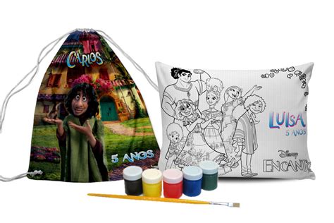 Kit Colorir Encanto Bruno Mochila Almofada Tinta Lembrança Elo7