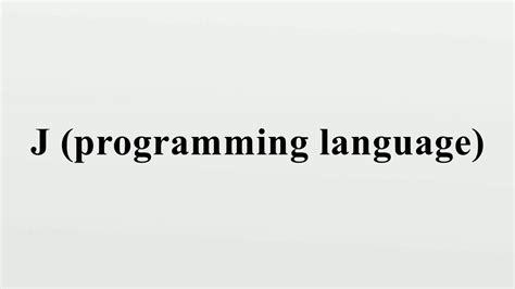 j programming language youtube