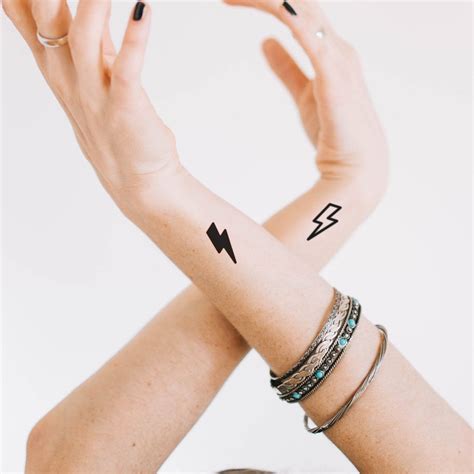 Tatuaje Temporal Del Trueno Conjunto de 2 Tatuaje Etsy México