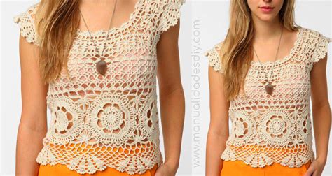 Blusa Tejida A Crochet Para Mujer Con Cuadrados Manualidades DIY