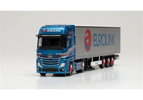 Herpa Mercedes Benz Actros GigaSpace Gardinenplanen Sattelzug Eurolink