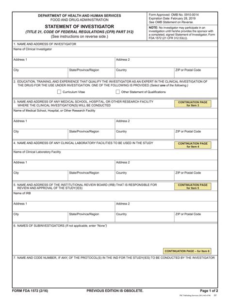 2013 Form FDA 1572 Fill Online Printable Fillable Blank PdfFiller