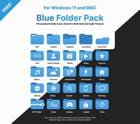 FREE Windows 11 MAC Blue Folder Icon Pack By SapphireBlueDesigns On