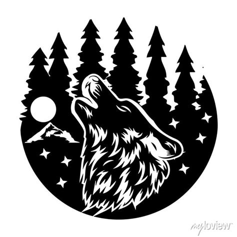 Wolf Svg Howling Wolf Svg Mountain Svg Wolf Clipart Wolf Posters