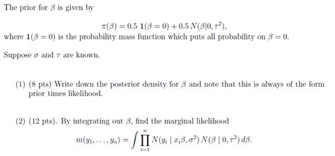 solved consider the bayesian linear model