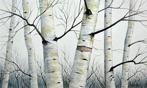Birch Trees In The Forest Painting By Christopher Shellhammer Saatchi Art