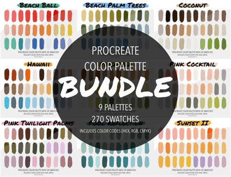 Procreate Color Palette Bundle Palettes Hawaii Instant Etsy