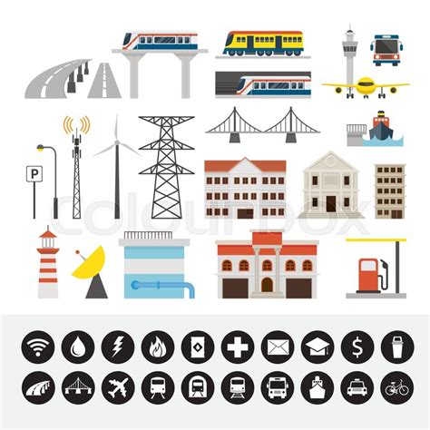 Infrastructure And Transportation Stock Vector Colourbox