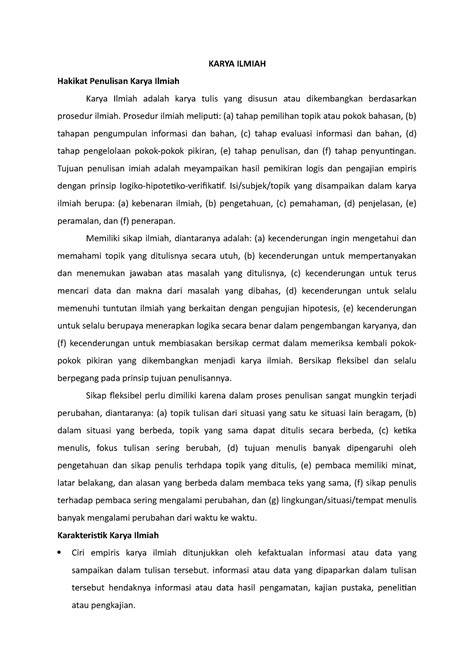 Hakekat Karya Ilmiah Dan Jenis Karya Ilmiah Karya Ilmiah Hakikat