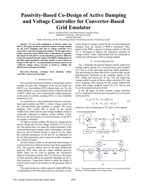 pdf passivity based co design of active damping and voltage controller for converter based