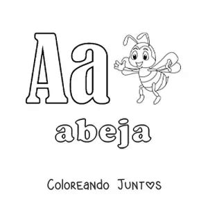 La Letra A Con Dibujos Animados Coloreando Juntos