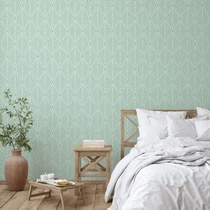 Peel And Stick Removable Wallpaper Green Mural Geometric Etsy
