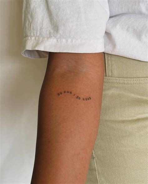 So Far So Good Lettering Tattoo Hand Poked On The