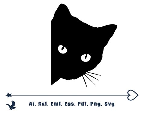 Peeking Black Cat SVG Silhouette Clipart Feline SVG Image Etsy