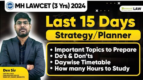 MH LAW CET 3 Yrs 2024 Last 15 Days Strategy Planner Imp Topics