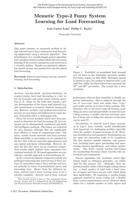 pdf memetic type 2 fuzzy system learning for load forecasting
