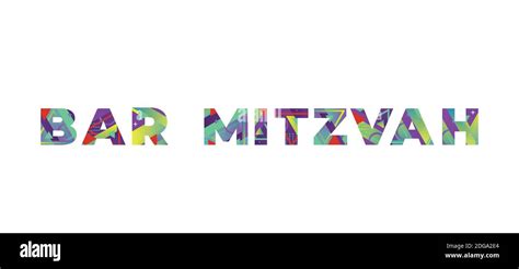 The Words Bar Mitzvah Concept Written In Colorful Retro Shapes And