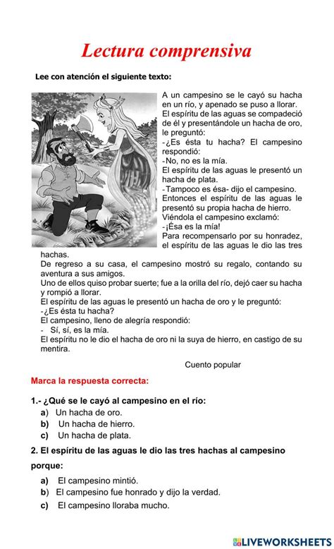 Ejercicio Online De Lectura Comprensiva Para Tercero De Primaria