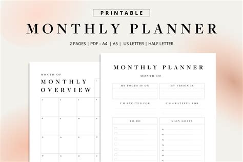 Paper Daily Focus Planner Printable Inserts 2 Designs 6 Inserts