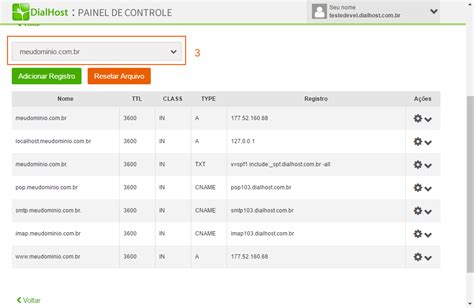Como criar um registro DNS ao meu domínio Central de Atendimento e
