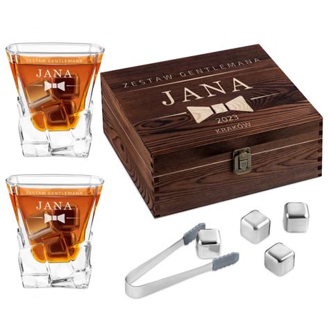 Kamienie Kostki Do Whisky Ze Szklankami Zestaw Z Grawerem Dla
