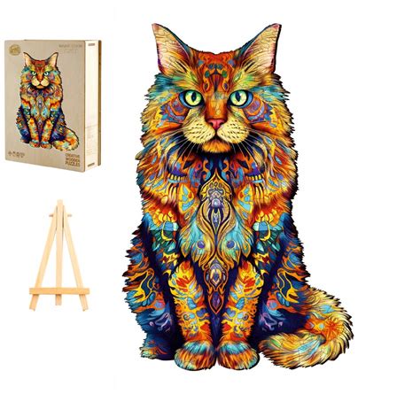 PUZZLE DREWNIANE DLA DOROSŁYCH DUŻE 270 ELEMENTÓW KOT W DREWNIANYM