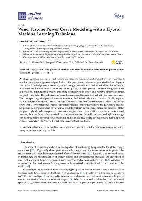 pdf wind turbine power curve modeling with a hybrid machine learning technique