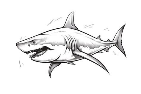 Tatuaje de un logotipo de tiburón sobre fondo blanco ia generativa