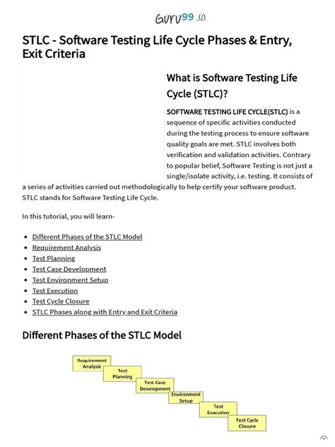 stlc software testing life cycle phases pdf software testing software release life cycle