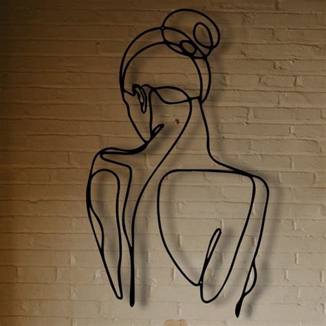 Laying Sexy Woman Minimalist Line Art Metal Wall Decor Etsy