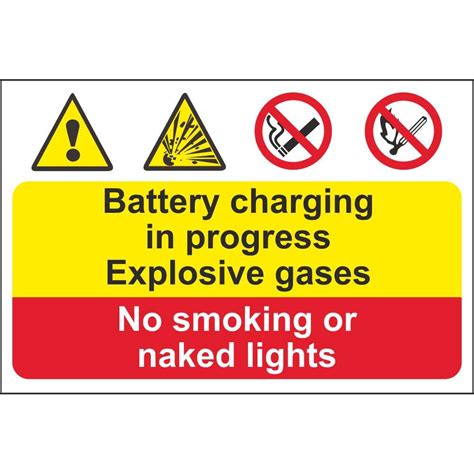 Battery Charging In Progress Explosive Gases No Smoking Or Naked Lights