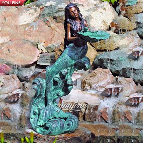 Statue De Sirène En Bronze Grande Taille De Vie En Plein Air Fontaine