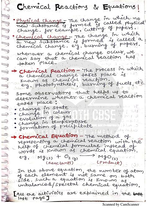 SOLUTION Chemical Reaction And Equation Topper S Handwritten Notes