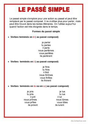 3 Passé Simple Guide de grammaire Pratique de la grammaire