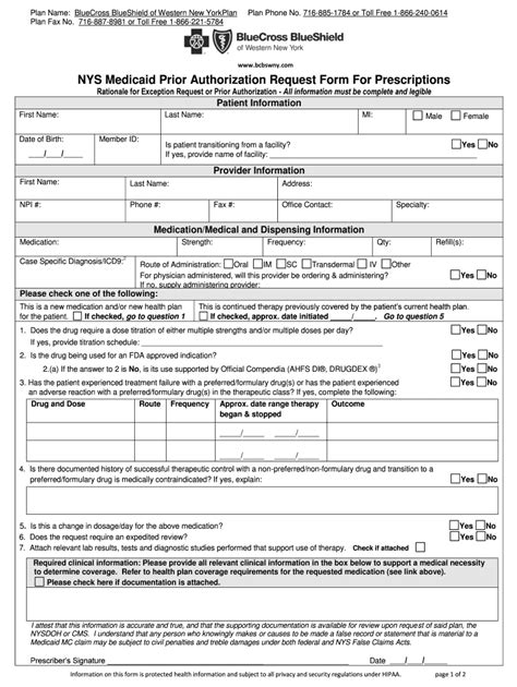 Fillable Online Nys Medicaid Prior Authorization Form For Prescriptions