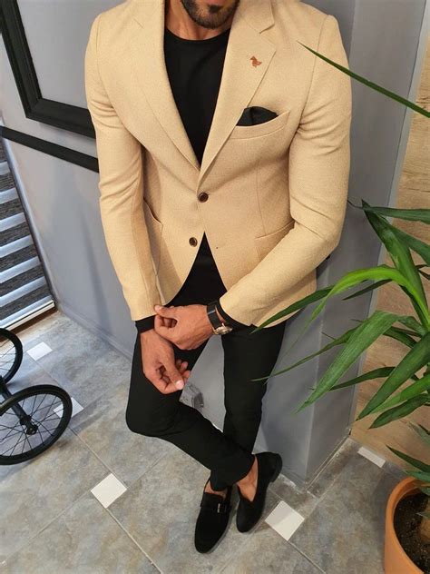 Edmond Beige Slim Fit Blazer In 2020 Slim Fit Blazers Slim Fit Suit