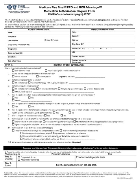 Fillable Online Blue Cross Blue Shield Medication Prior Authorization