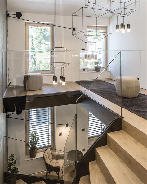 The Stairs Are Made From Wood And Glass